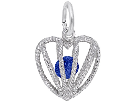 Silver September Heart Crystal Charm - 11877I | JTV