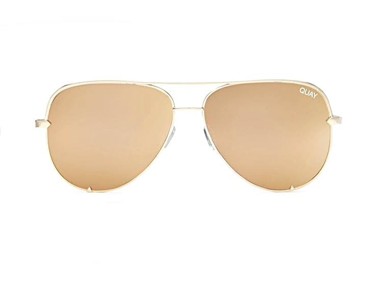 Quay High Key Mini Gold Aviator Frame / Gold Lenses Sunglasses - 11D3NA ...