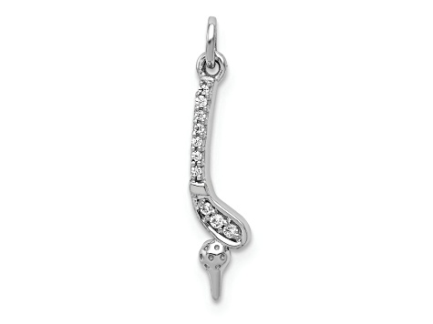 Rhodium Over 14k White Gold Textured Diamond Golf Club and Ball Pendant ...