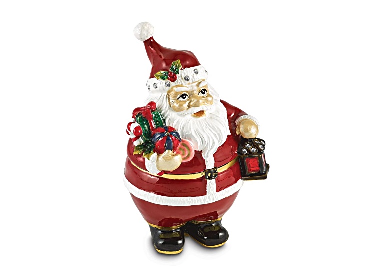 MR KRINGLE Santa Claus holding Gift and Lamp Trinket Box - 11M50A | JTV