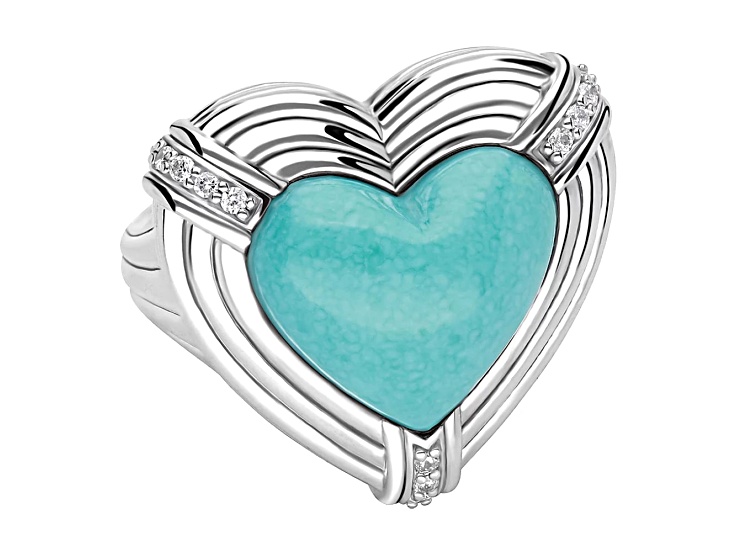 Judith Ripka 15x13mm Heart Turquoise and Bella Luce Rhodium Over ...
