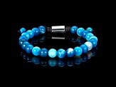 Invicta Jewelry Men's Blue Banded Agate Stone Bead Adjustable Bracelet ...