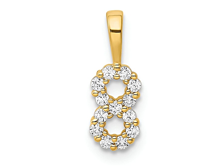 14K Yellow Gold Diamond Number 8 Pendant - 11XKJY | JTV