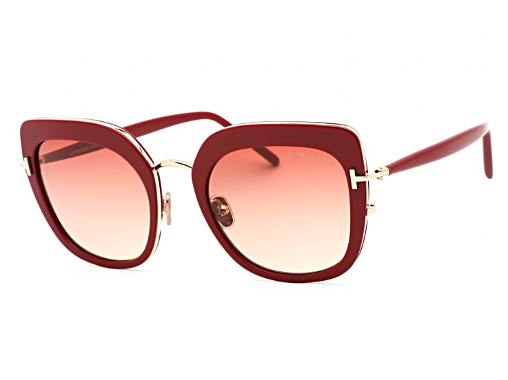 Tom Ford Shiny Red Oversize Frame / Gradient Bordeaux Lenses Sunglasses ...
