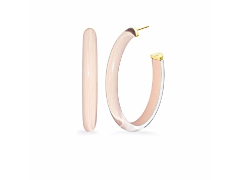 14K Yellow Gold Over Sterling Silver XL Oval Illusion Nude Acrylic ...