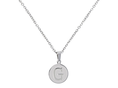 Sophisticated Steel Initial "G" Charm Pendant with Chain - 1229FG | JTV