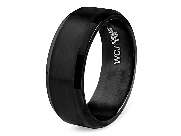 Invicta Jewelry Men's Brushed and Polished Black Plated Steel Band Ring ...