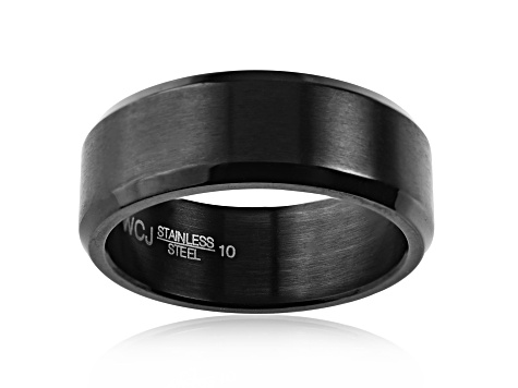 Invicta Jewelry Men's Brushed and Polished Black Plated Steel Band Ring ...