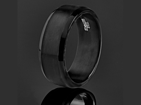 Invicta Jewelry Men's Brushed and Polished Black Plated Steel Band Ring ...
