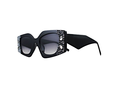 Black Crystal Rectangular Frame Sunglasses - 123CJA | JTV