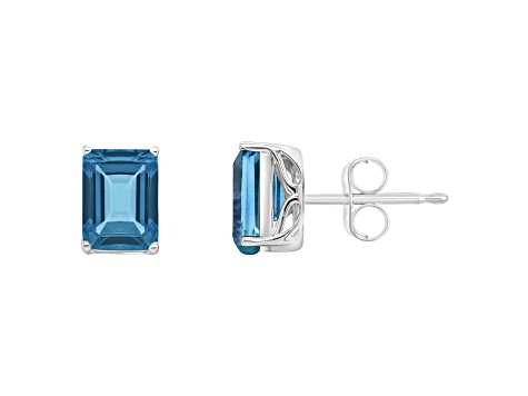 8x6mm Rectangular Octagonal London Blue Topaz Rhodium Over Sterling ...
