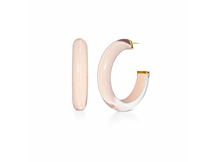 14K Yellow Gold Over Sterling Silver Medium Illusion Acrylic Hoops in ...