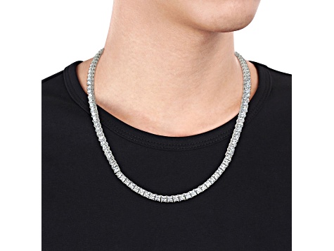 Lab Created White Sapphire Sterling Silver Unisex Tennis Necklace 44ctw 1277BA JTV