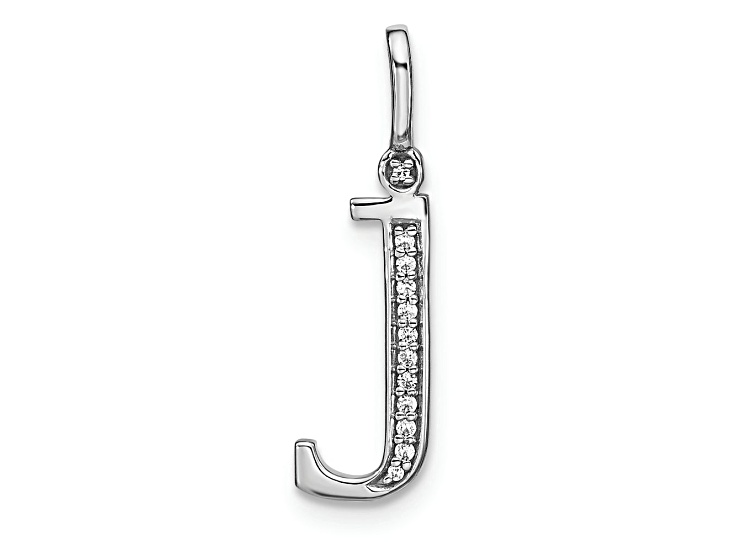 14K White Gold Diamond Lower Case Letter J Initial Pendant - 12CM5J | JTV