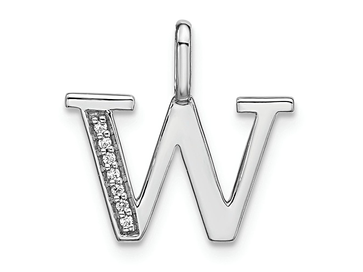 14K White Gold Diamond Lower Case Letter W Initial Pendant - 12CM5W | JTV
