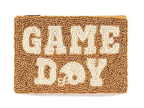 Shiraleah Helmet "GAME DAY" Glass Beaded Zip Pouch, Gold color - 12D8PA ...