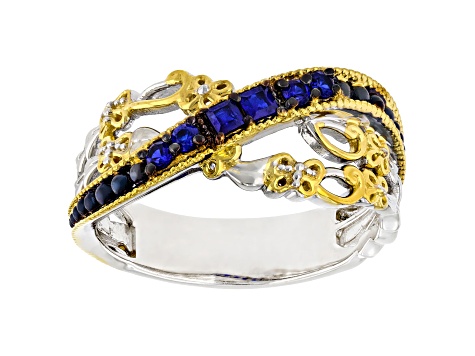 Cobalt Blue Spinel Rhod/24k Yellow Gold Over Palladium Sterling Silver ...