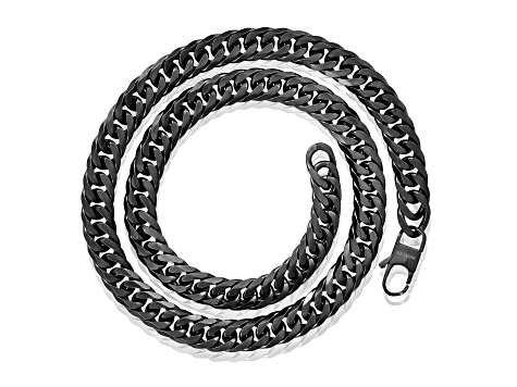 Invicta Jewelry Double Curb Black Plated Steel Necklace - 24" - 12KNKC ...