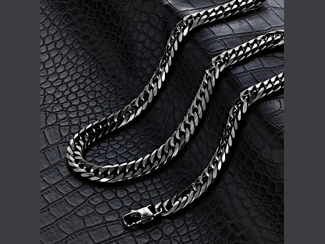 Invicta Jewelry Double Curb Black Plated Steel Necklace - 24" - 12KNKC ...