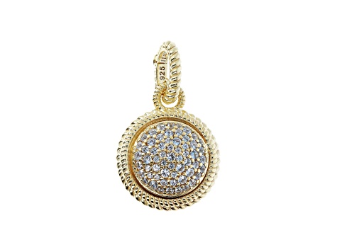 Judith Ripka Blue Spinel Simulant 14K Yellow Gold Clad Pave Verona Enhancer - 12X5NA | JTV