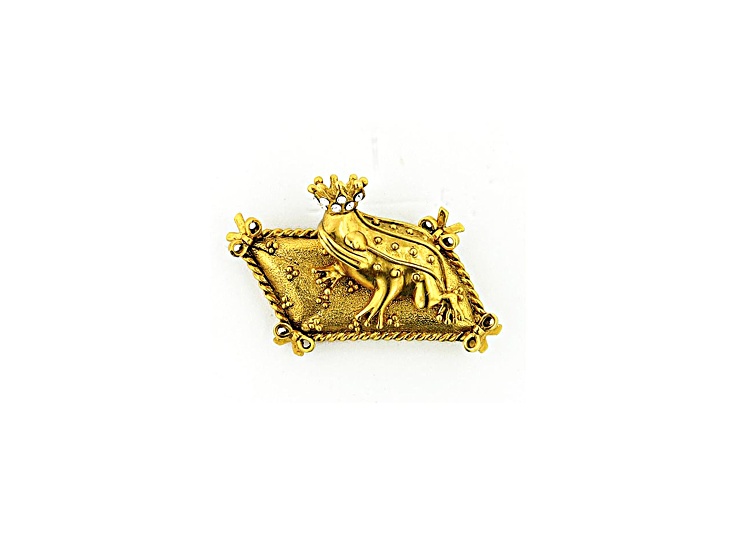 1928 Jewelry Gold Tone Crystal Prince Charming Frog Pin/Brooch - 12YB1A ...