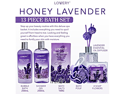 Lovery Bath And Body Gift Set- Honey Lavender Scent - 13pc set - 13060A ...