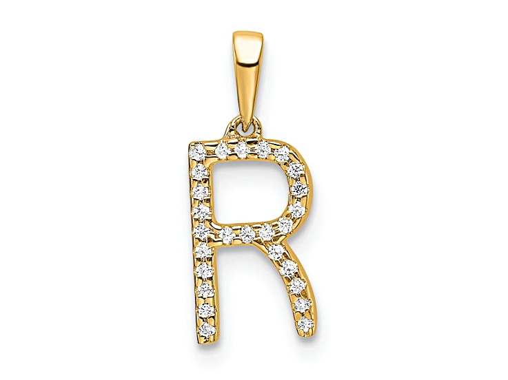14k Yellow Gold Diamond Letter R Initial Pendant - 1331RAR | JTV