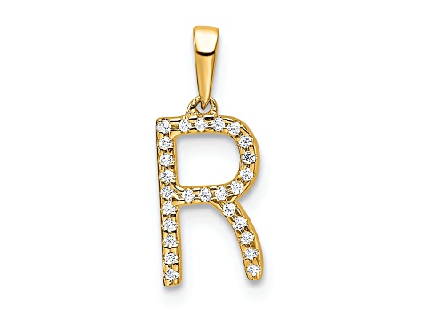 14k Yellow Gold Diamond Letter R Initial Pendant - 1331RAR | JTV