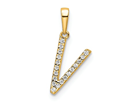 14k Yellow Gold Diamond Letter V Initial Pendant - 1331RAV | JTV