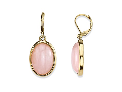1928 Jewelry Gold Tone Rose Quartz Oval Drop Earrings - 13802B | JTV