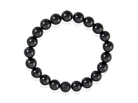 Invicta Jewelry Men's Black Banded Agate and Matte Onyx Stone Bead ...