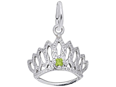 Silver Tiara W/ August Crystal Charm - 13GFPH | JTV