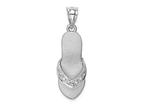 Rhodium Over 14k White Gold Diamond Sandal Pendant - 13JCVA | JTV