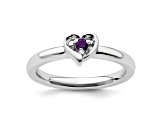 Sterling Silver Stackable Expressions Amethyst Heart Ring 0.06ctw ...