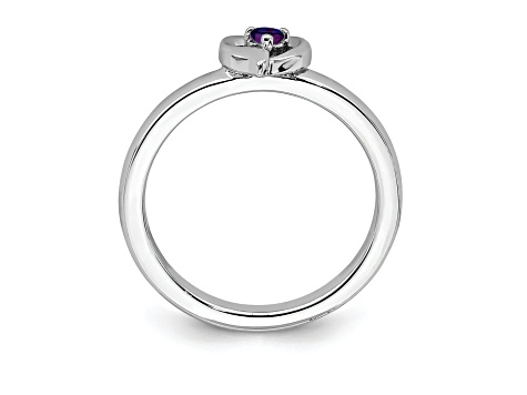 Sterling Silver Stackable Expressions Amethyst Heart Ring 0.06ctw ...