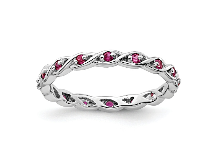 Sterling Silver Stackable Expressions Lab Created Ruby Ring 0.34ctw - 13S4QF | JTV
