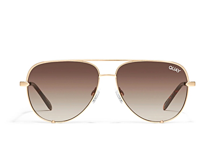 Quay High Key Micro Gold Aviator Frame / Brown Lenses Sunglasses ...