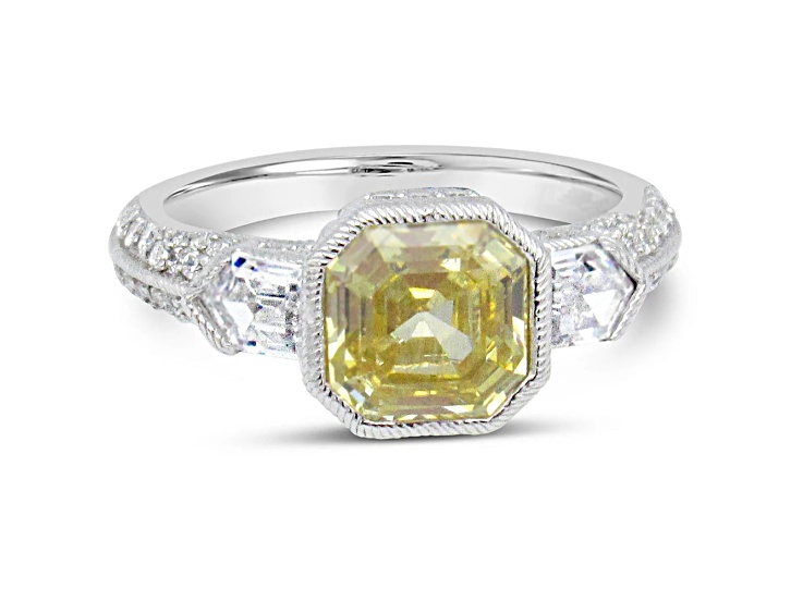 Judith Ripka 2.78ct Canary and 1.67ctw White Bella Luce Rhodium Over ...