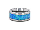 QUASAR Tungsten Wedding Band with Blue Green Opal Inlay 10mm - 13YY6D | JTV