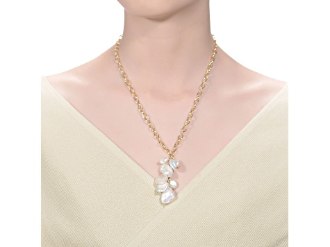 23mm Genuine Freshwater Baroque Pearl, 14K Yellow Gold Plated over ...