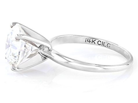 14K White Gold 4.00ct Round White IGI Certified Lab Grown Diamond Solitaire Ring F VS1