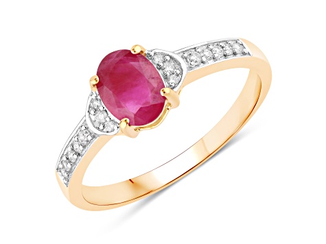 Ruby and White Diamond 10K Yellow Gold Bridge Ring 0.95ctw - 1470MA | JTV