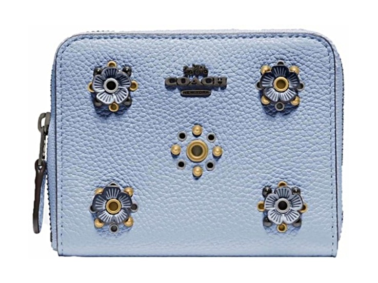 COACH Small Zip Around Wallet in Tea Rose with Rivet Detail - 14920A | JTV