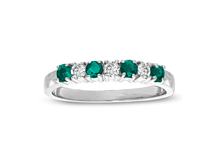 0.37ctw Emerald and Diamond Band Ring in 14k White Gold - 14C0KA | JTV