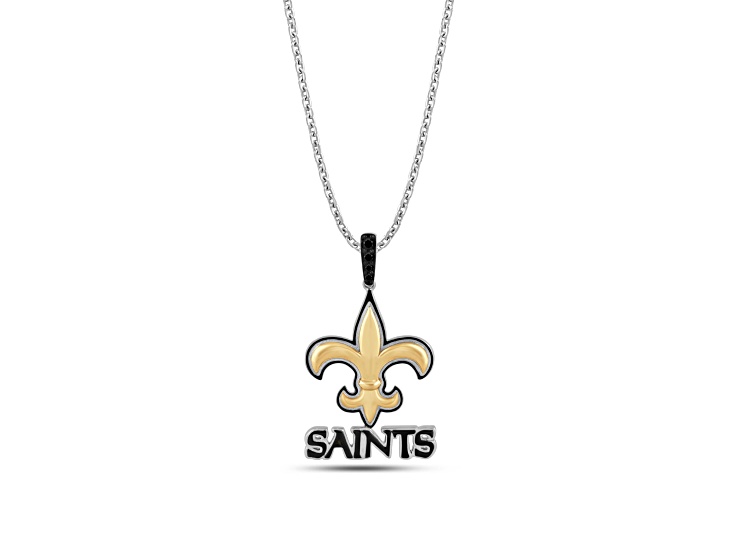 True Fans New Orleans Saints Pendant With 18" Chain - 14G45A | JTV