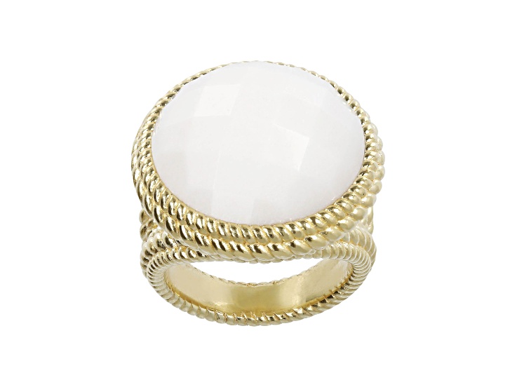 Judith Ripka White Agate 14K Gold Clad Verona Ring - 14NQ5B | JTV