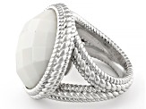 Judith Ripka White Agate Rhodium Over Sterling Silver Verona Ring ...