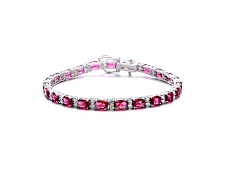 Ruby Red Cubic Zirconia, Rhodium over Sterling Silver Tennis Bracelet ...