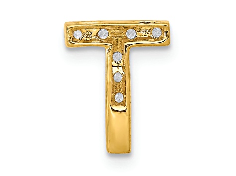 14K Yellow Gold Diamond Letter T Initial Charm - 14X5ZAT | JTV