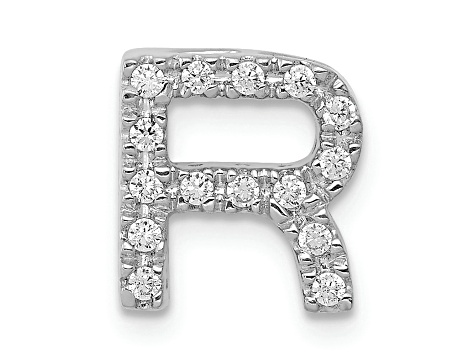 Rhodium Over 14K White Gold Diamond Letter R Initial Charm - 14X5ZR | JTV